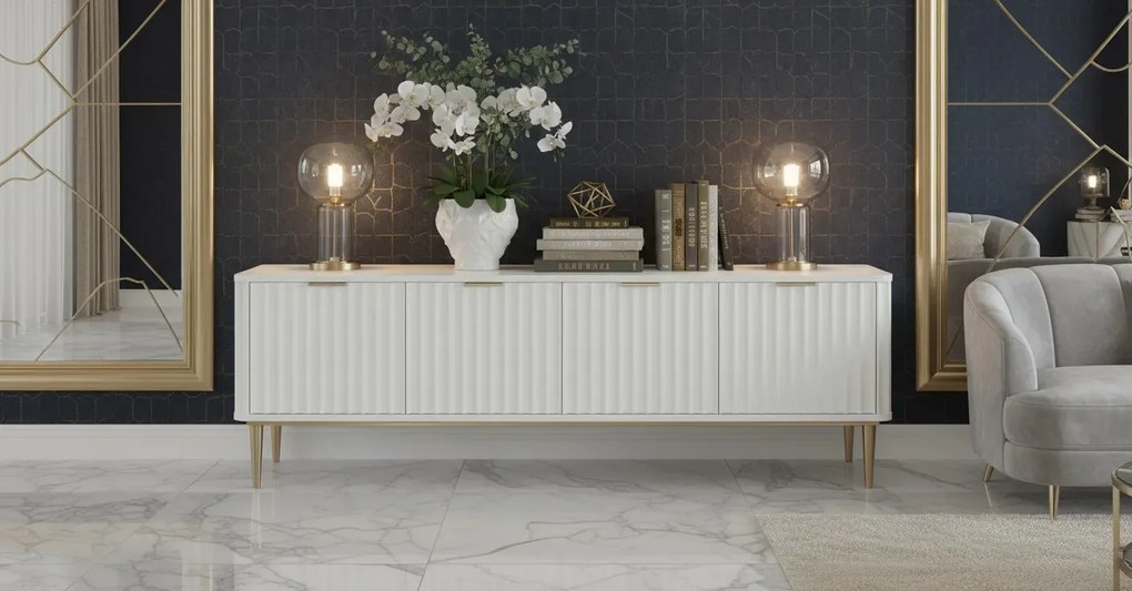TV stolek Stilig ST709 200 cm bílý/zlatý