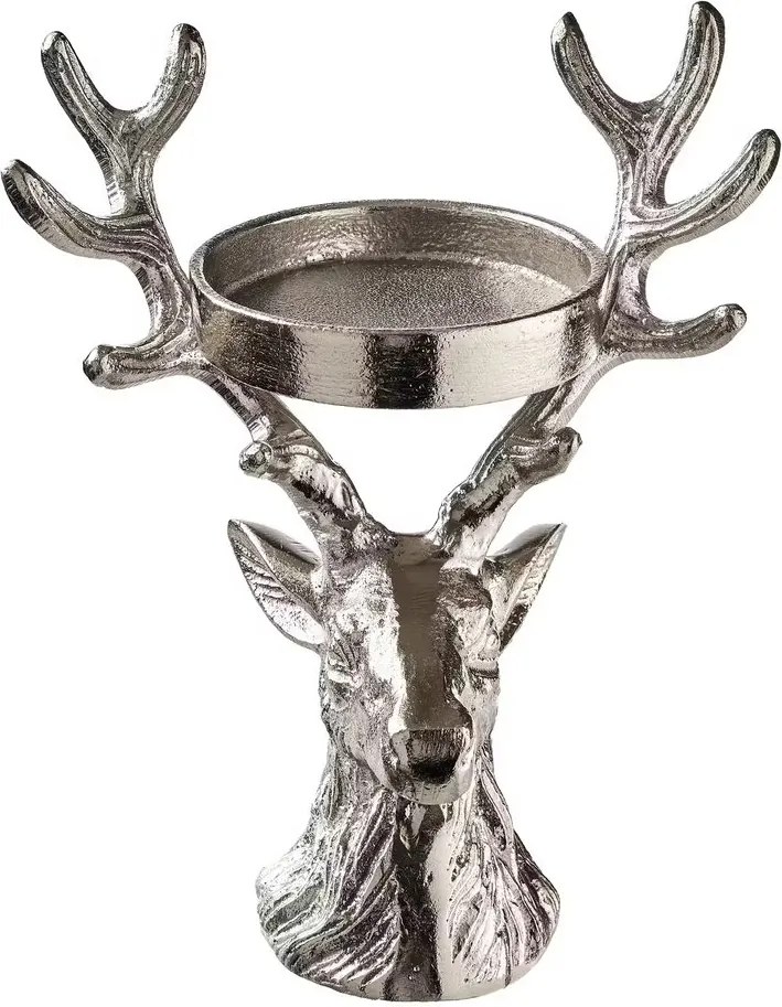 OH MY DEER Svícen na sloupovou svíčku - stříbrná