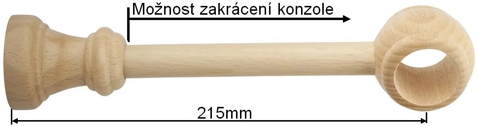 GARNÝŽE-HEBR Garnýž dřevěná borovice jednoduchá 160 cm