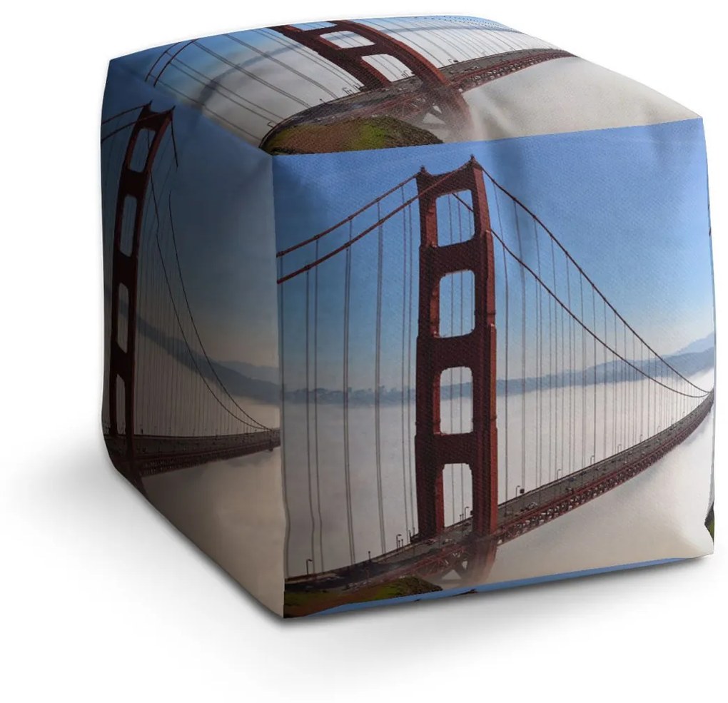 Sablio Taburet Cube Golden Gate v mlze: 40x40x40 cm
