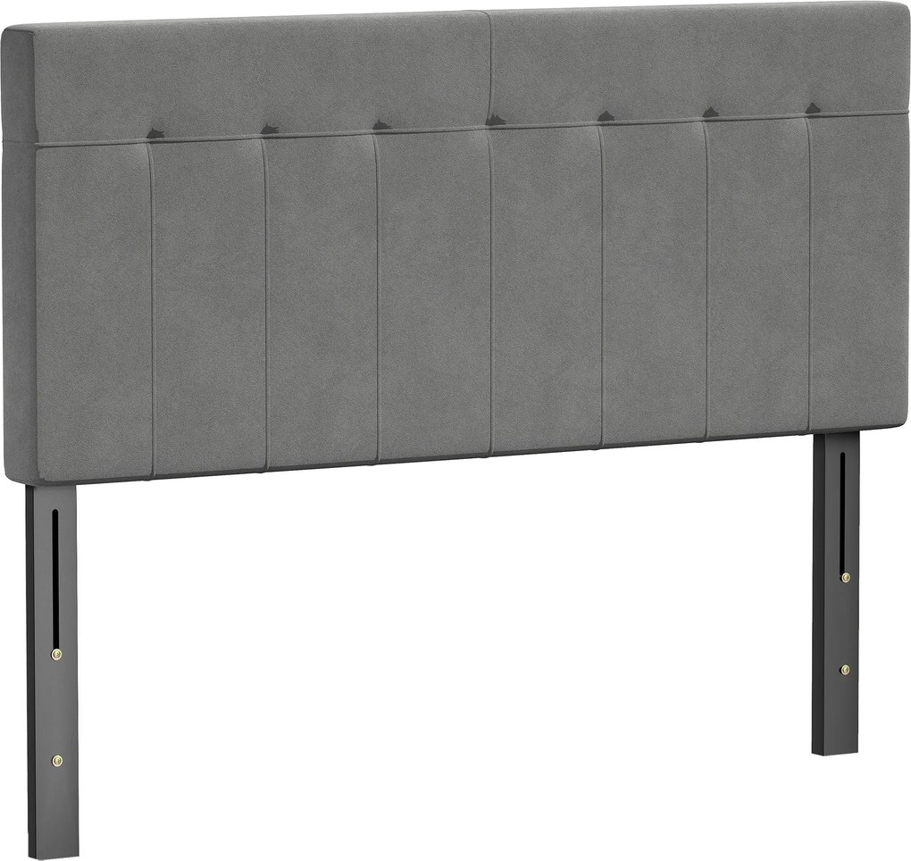 HOMCOM čalouněné čelo se sametovým vzhledem, 3 výšky, kovové nohy — pro šířky 135–140 cm | Aosom