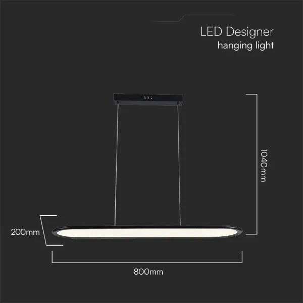LED Lustr na lanku LED/24W/230V 3000K černá