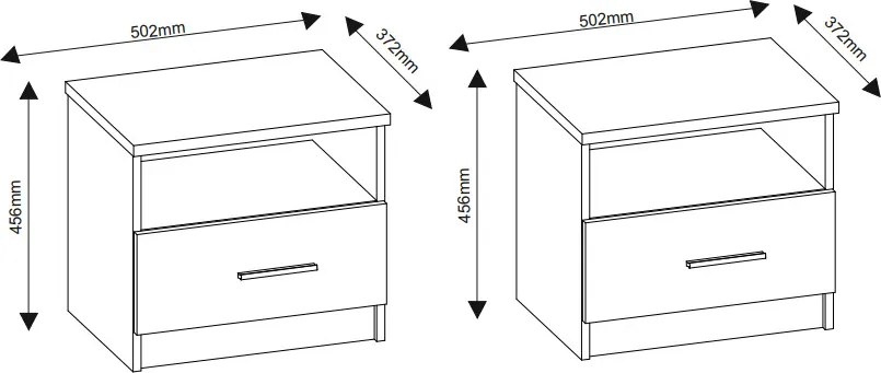 Noční stolek 2 ks VERONIKA dub sonoma/wenge