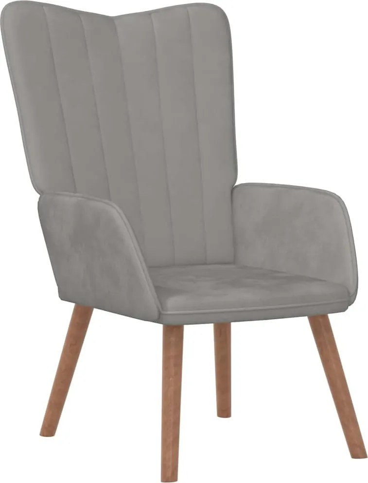 Relaxační křeslo světle šedé samet 327655
