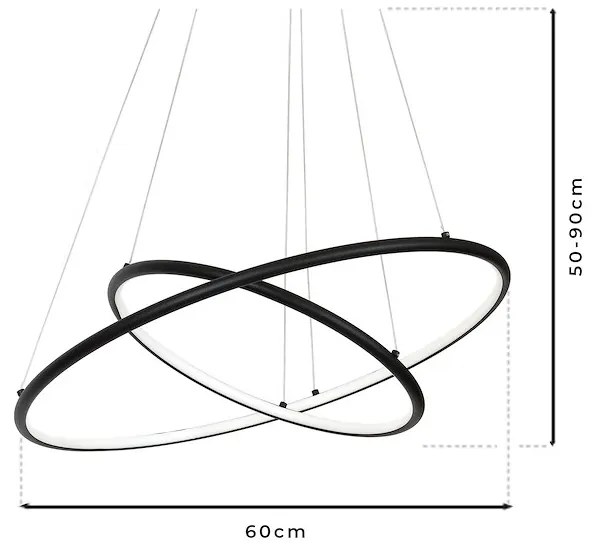 Závěsné LED svítidlo Orion, 2x LED 53w, 3000k, b