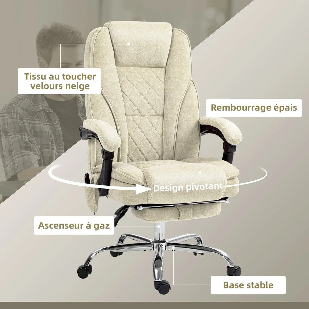 Vinsetto masážní a vyhřívaná kancelářská židle ergonomická počítačová židle s nastavitelnou výškou a sklápěcím opěradlem, kabelovým ovladačem a výsuv…