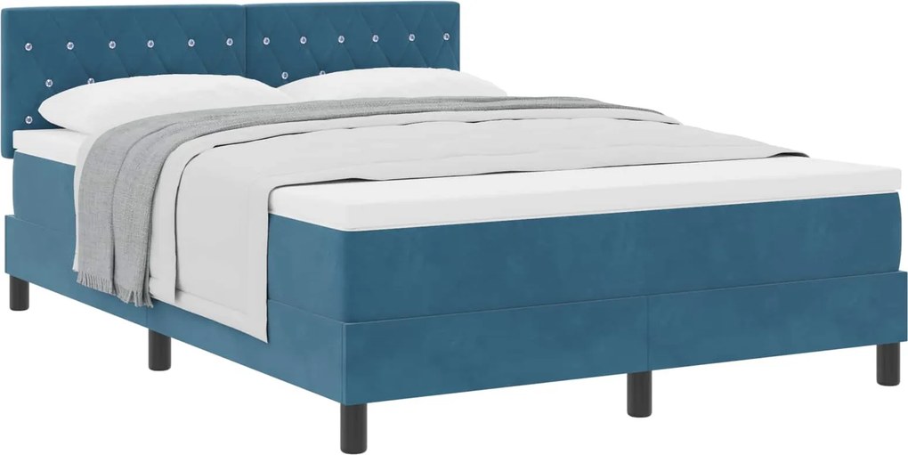 Postel s boxspringem s matrací Tmavě modrá 140 x 200 cm samet 3339114