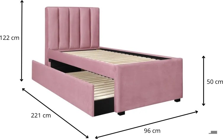 Jednolůžková čalouněná postel Russo 90x200 růžová