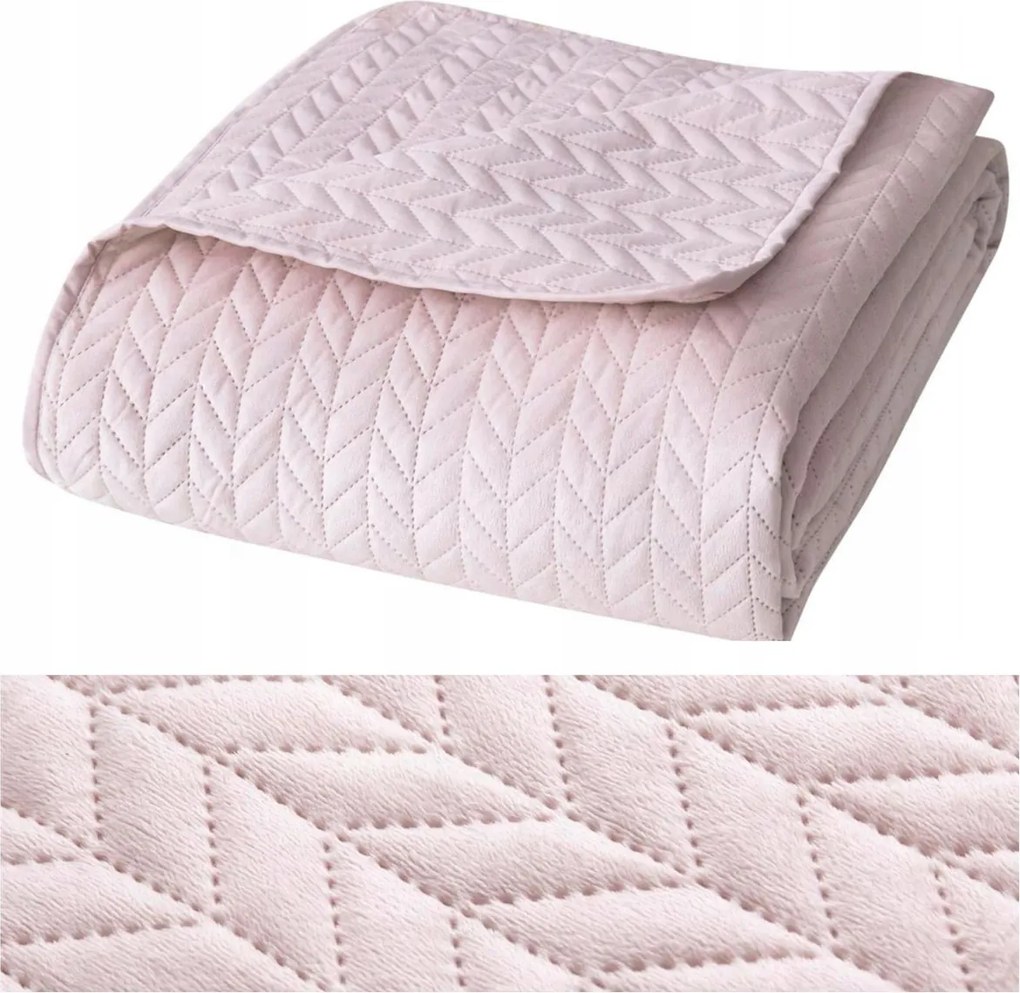 Přikrývka na postel 240x220 Prošívaná Velvet Moxie Pudrová Růžová