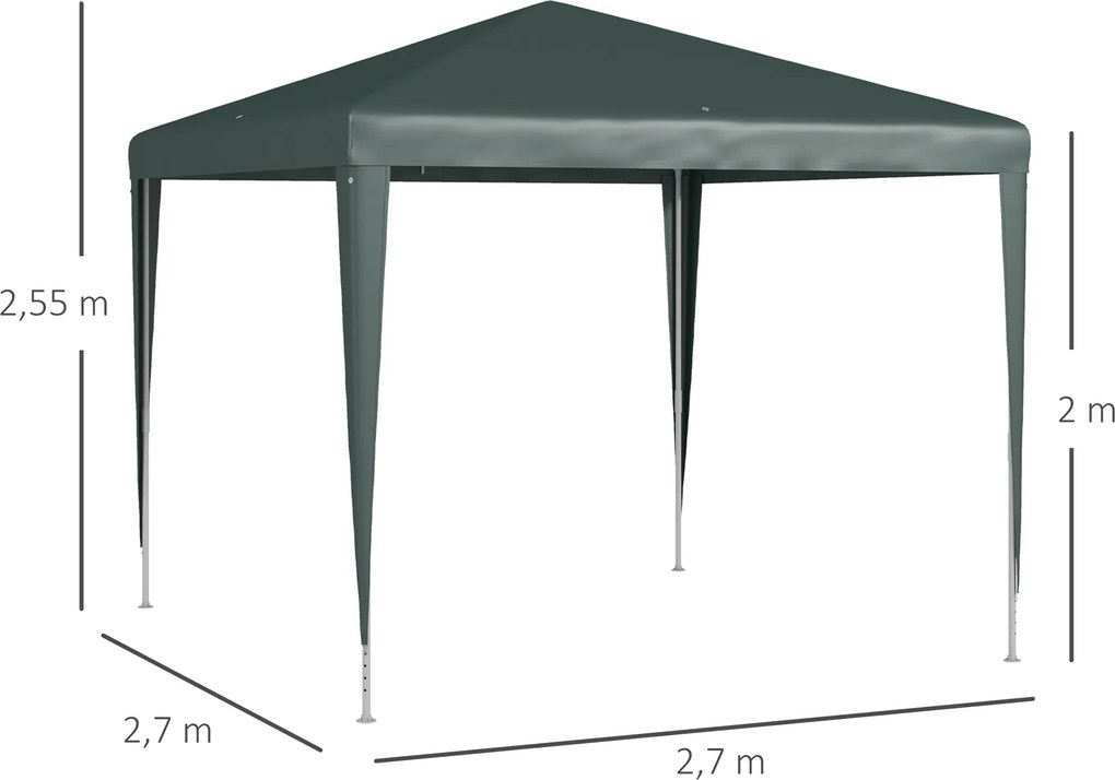 Outsunny Altán 2.7x2.7m Obdélníkový Voděodolný Stabilní Zimní Altán Party Stan Zahradní Altán Marquee pro Kempování Zahrada, Tmavě zelená