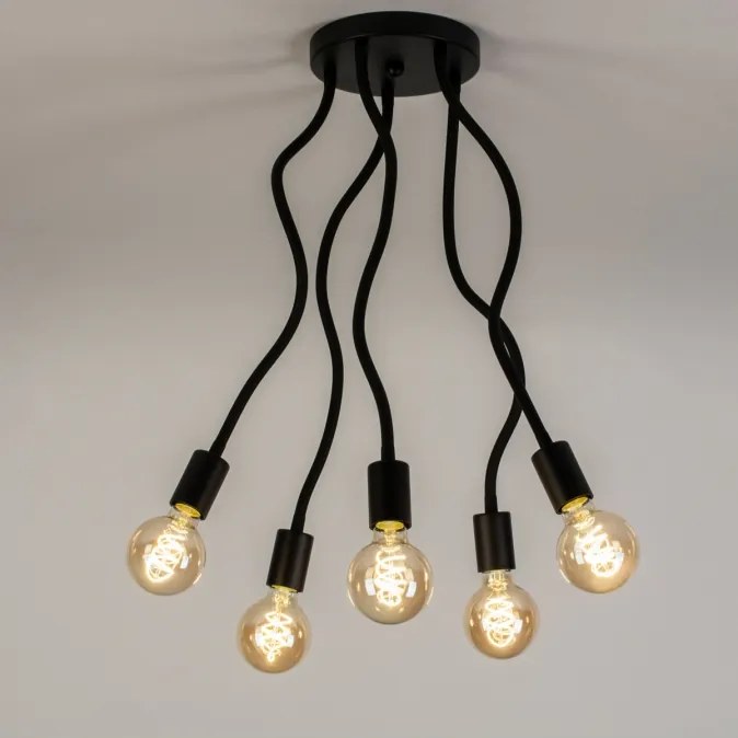 Stropní černé svítidlo Flexi Bulb 5 Black