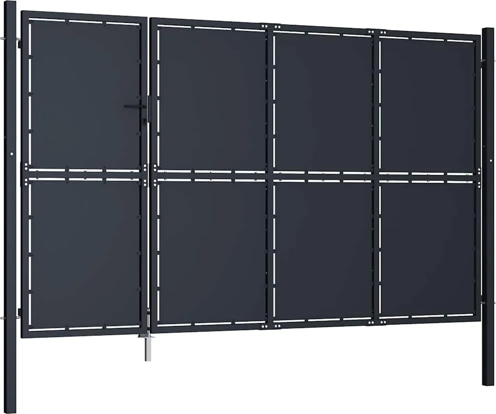 Zahradní brána ocelová 350 x 150 cm antracitová 144538