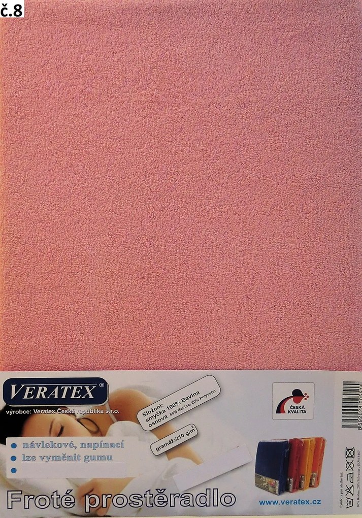 Veratex Froté prostěradlo  80x220/16 cm (č. 8-růžová)  Froté