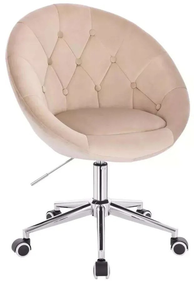 LuxuryForm DESIGN Otočné křeslo VERA VELUR na stříbrné podstavě s kolečky - latte