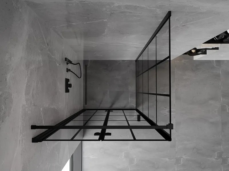 Mexen Mist-F T, 1-křídlý skládací sprchový kout levý 120 x 120 cm, čiré sklo-černá mřížka, 8A6T-120-120-70-77-L