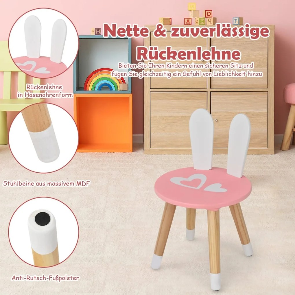 Costway Dětský toaletní stolek s taburetem Princess růžová + – 60 × 34 × 103 cm