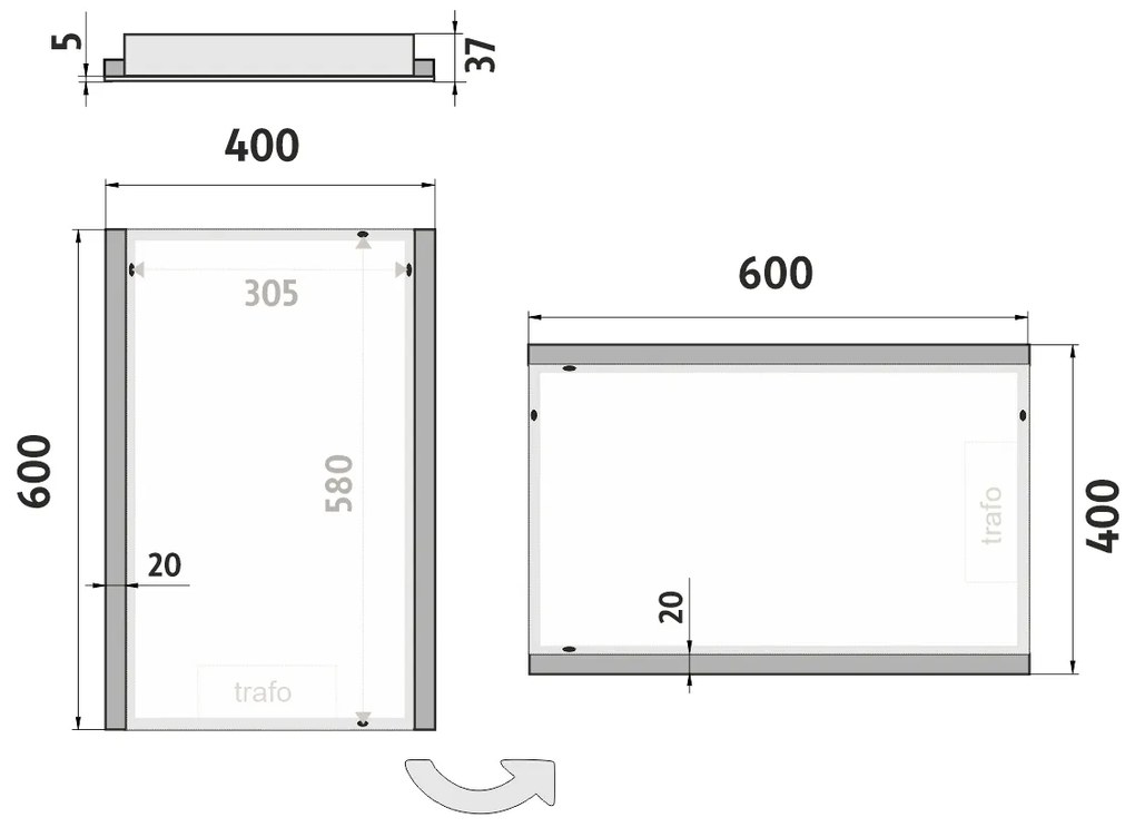 Nimco LED zrcadlo 400x600 - ZP 11000