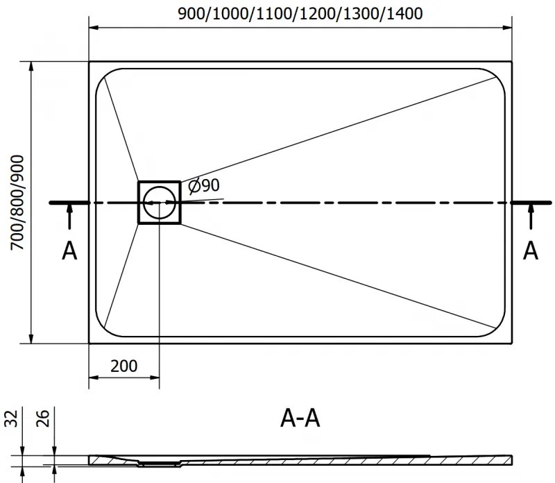 Mexen Bert, SMC obdélníková sprchová vanička 100 x 70 cm, bílá, 4K107010