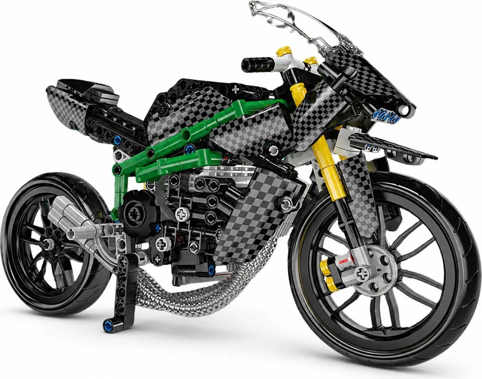 LEAN Toys Stavebnicové kostky – sportovní závodní motocykl, černý, 656 dílů