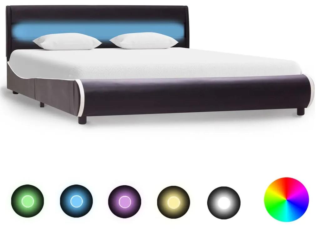 285024 vidaXL Rám postele s LED světlem černý umělá kůže 160 x 200 cm