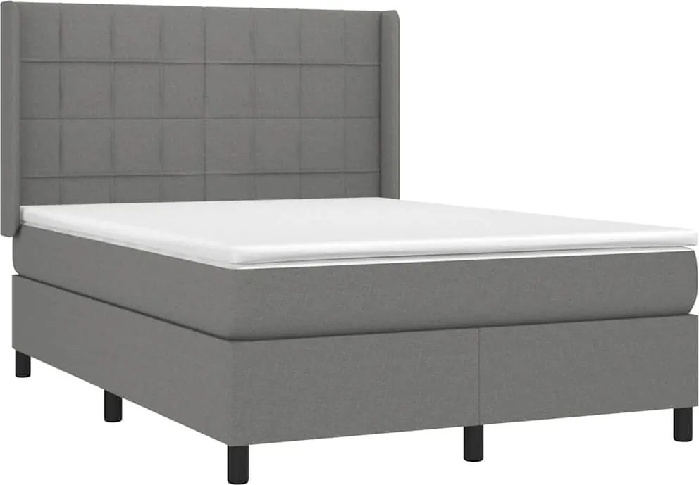 Box spring postel s matrací tmavě šedá 140x200 cm textil 3131434
