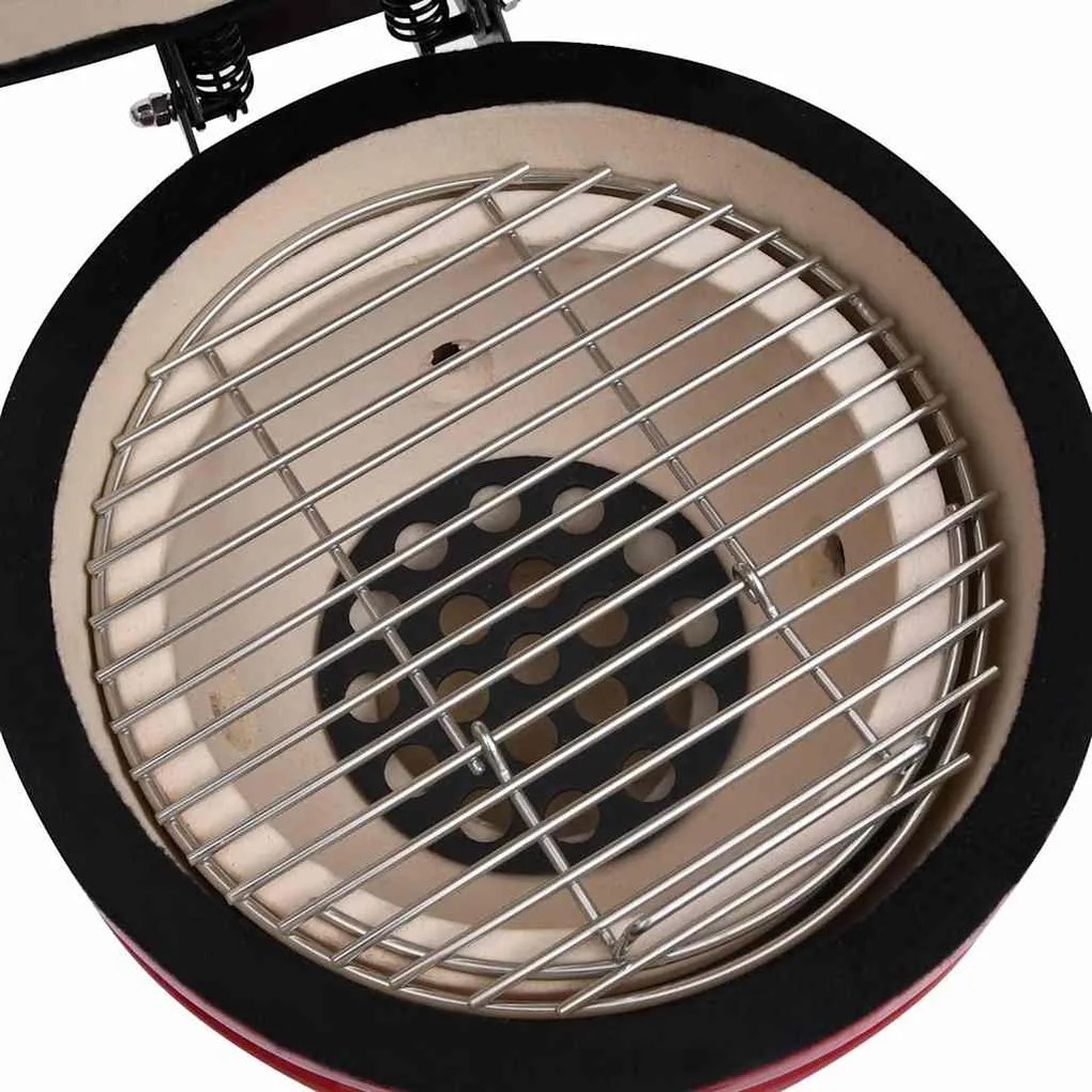 Zahradní gril a udírna 2 v 1 Kamado keramický 56 cm červený 316095