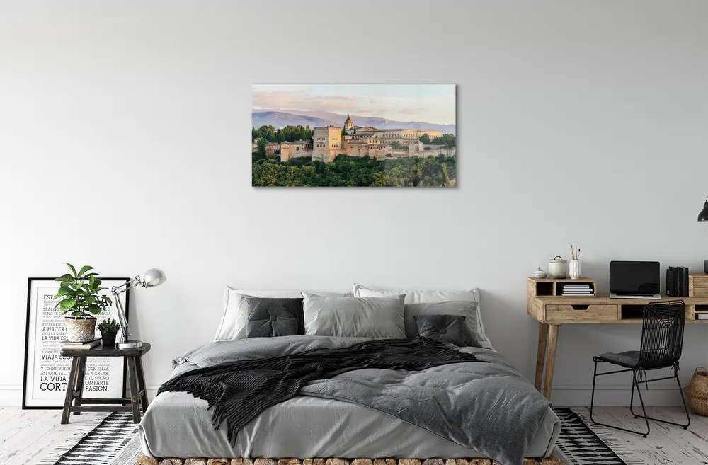 akrylový obraz Španělsko Castle horský les 100x50 cm