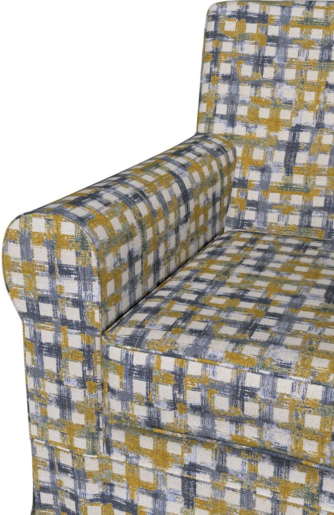 Potah na křeslo IKEA Ektorp Jennylund barva modrá látka pletený vzor, vzorované