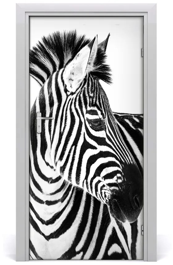 Samolepící fototapeta na dveře Zebra ve sněhu 85x205 cm