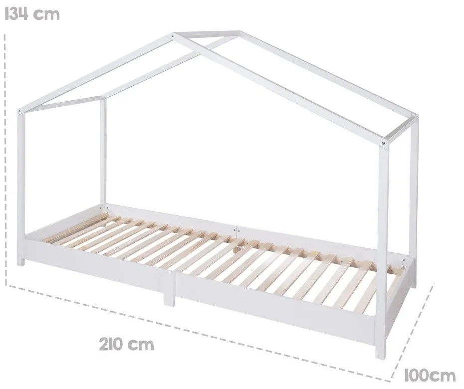 Bílá domečková dětská postel 90x200 cm Montessori – Roba
