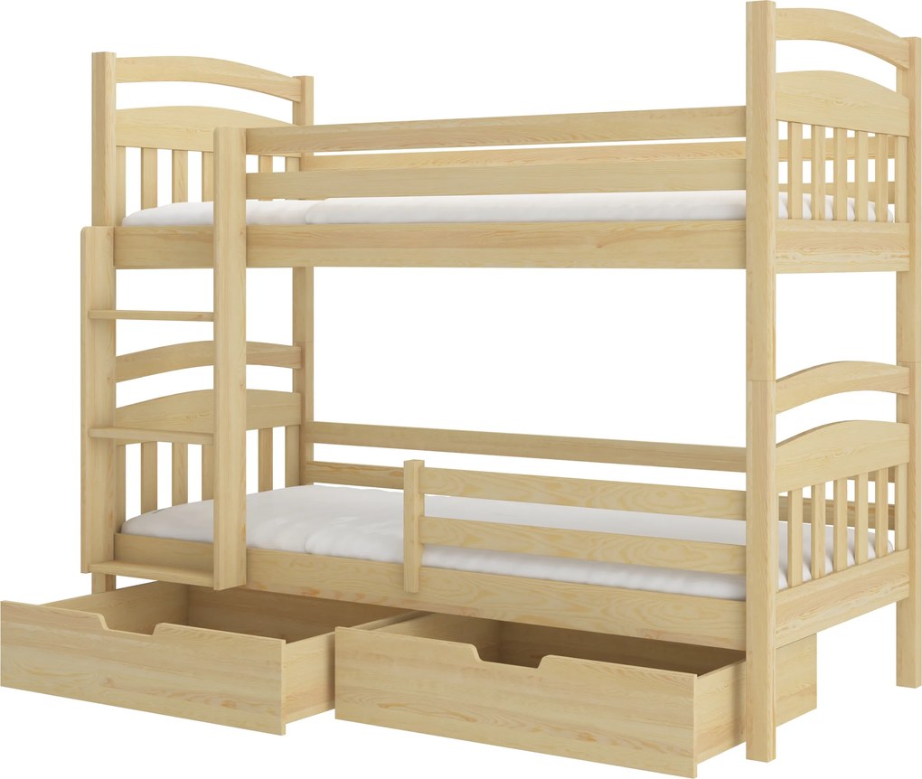 ADRK Furniture Dvoulůžková patrová postel ADA 200x90 CH-ADA-PINE-208-E1472