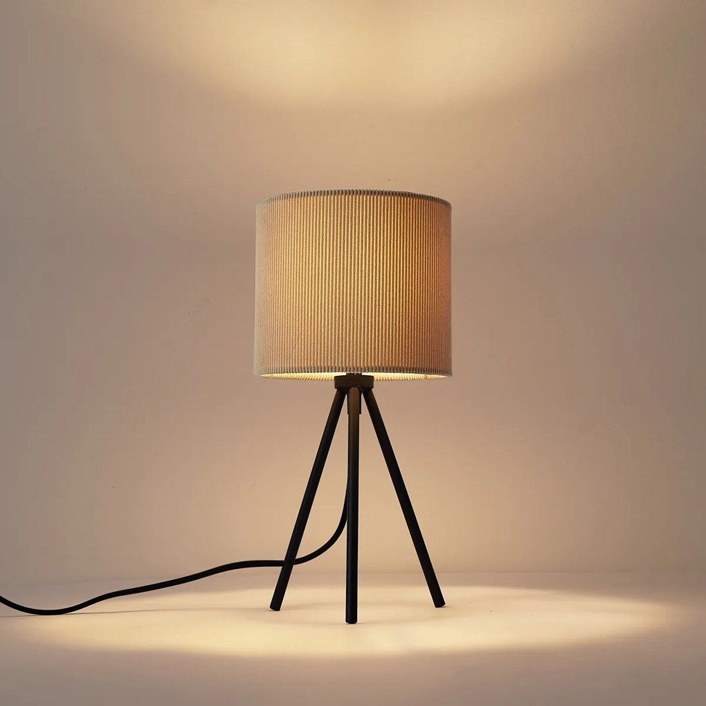 Moderní stolní lampa se stativem v barvě taupe se sametovým stínidlem - Luz
