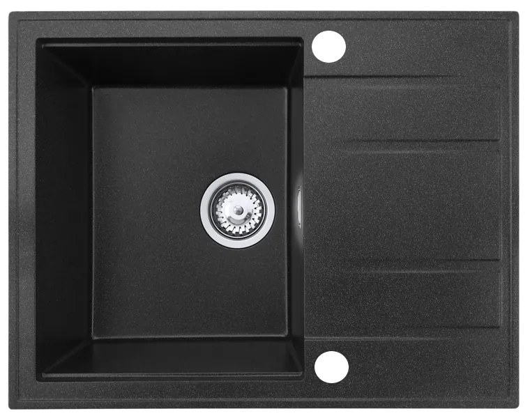 Gamma Modern 6550, 1-komorový granitový dřez 650x500x210 mm s krátkým odkapávačem, černá skvrnitá, GMA-ZLE000090