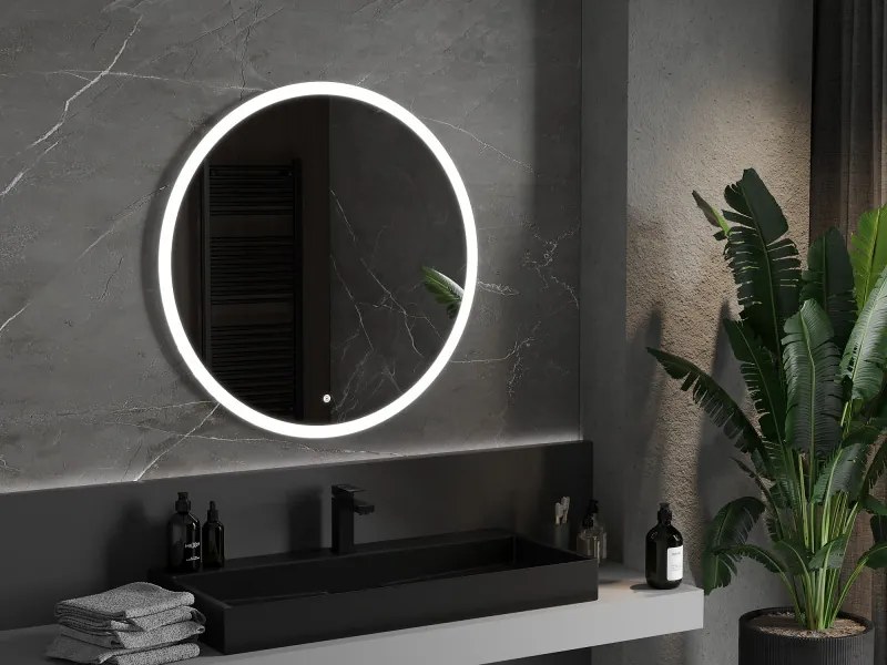 Mexen Oro, kulaté LED podsvícené koupelnové zrcadlo 90 cm, 6000K, topná podložka proti zamlžování, 9824-090-090-611-00