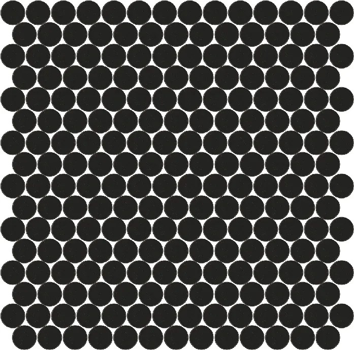 Hisbalit Obklad skleněná černá Mozaika 101C MAT kolečka  kolečka prům. 2,2 (33,33x33,33) cm - KOL101CMH