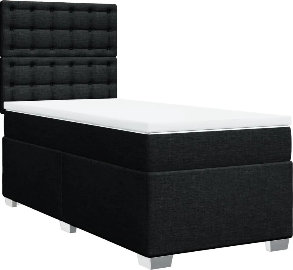 Box spring postel s matrací černá 90x200 cm textil 3292687