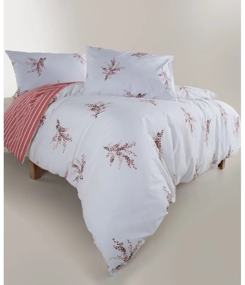 Bílé/růžové povlečení na dvoulůžko/prodloužené z bavlny Renforcé 240x220 cm Breeze Floral – Mila Home Luxury