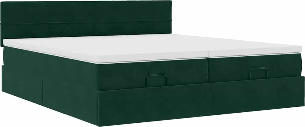 Osmanský rám postele s matracíes tmavě šedá 160x200cm samet 3312071