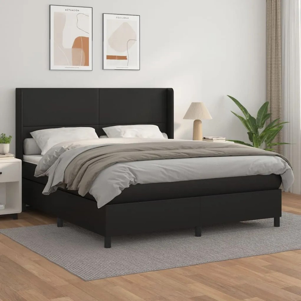 Box spring postel s matrací černá 160x200 cm umělá kůže 3132387