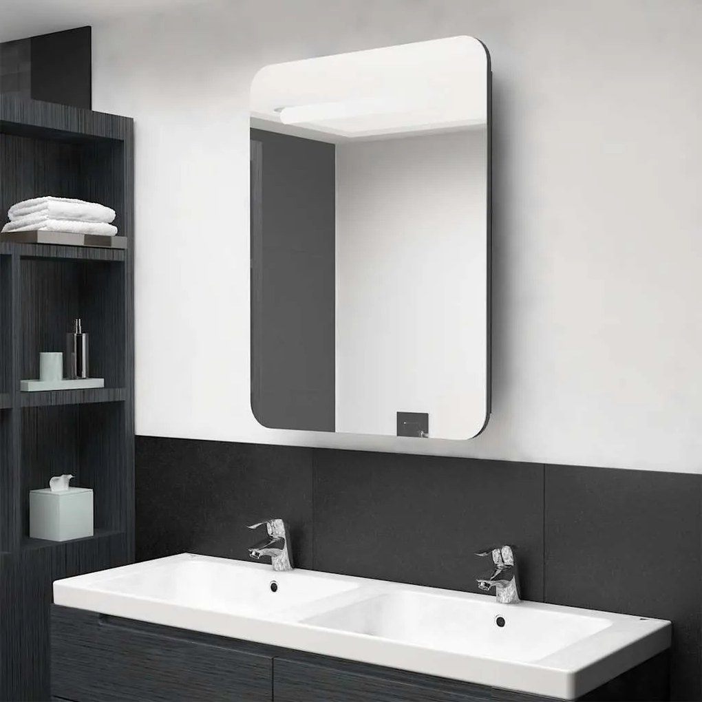 LED koupelnová skříňka se zrcadlem zářivě šedá 60 x 11 x 80 cm 326506
