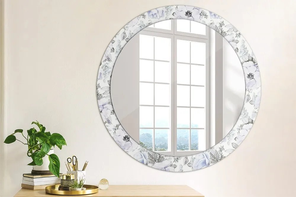 Kulaté dekorativní zrcadlo na zeď Modré růže fi 80 cm