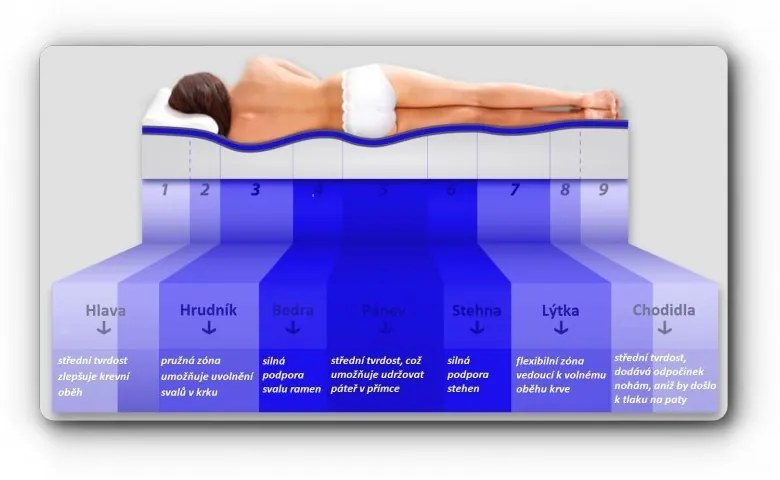 proPOSTELE Matrace Canada 9 zón 140 x 200 cm AloeVera