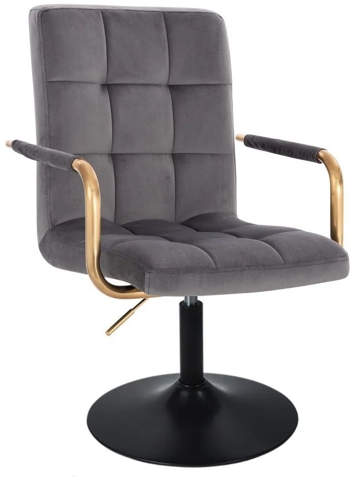 LuxuryForm DESIGN Otočná židle VERONA GOLD VELUR na černém talíři - tmavě šedá