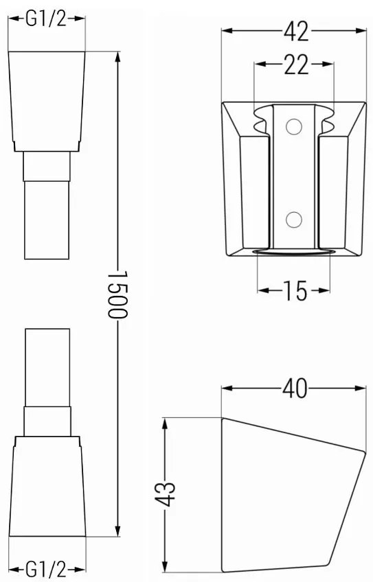 Mexen příslušenství - 1-bodový ruční sprchový set R-54, černá/chrom, 785545053-71