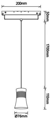 Mantra Magneto 48V Pagoda, černozlatý závěs LED 12W 3000K 38°, TRIAC, průměr 7,6cm