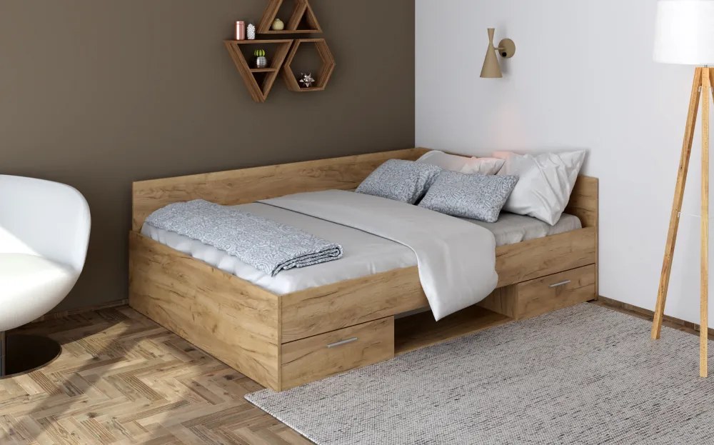 Postel, 140x200, dub artisan, BOAT