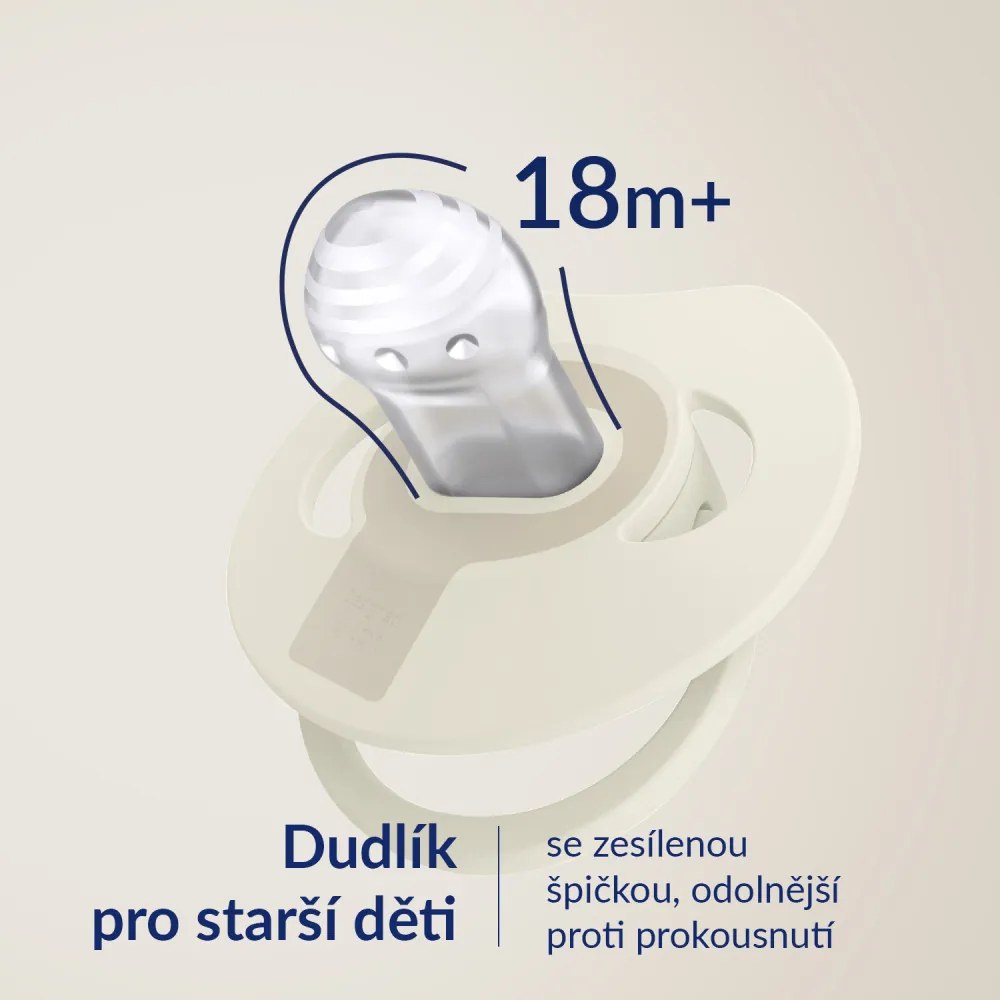Lovi Dudlík svítící silikonový dynamický Prime 18 m+ 2 ks Ivory/Blush