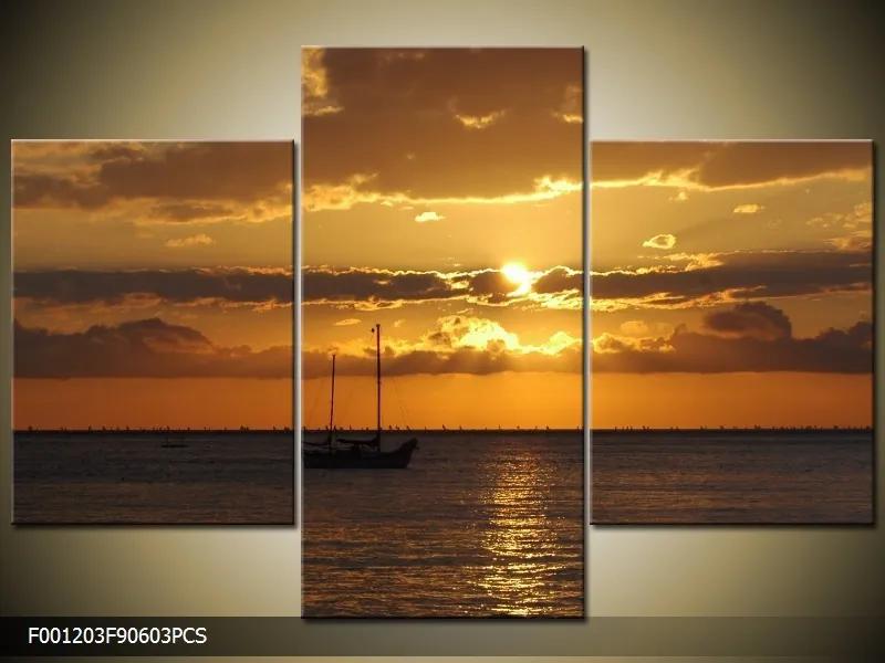 Obraz na plátně Loď  v západu slunce, 3 dílný 90x60cm 1520 Kč