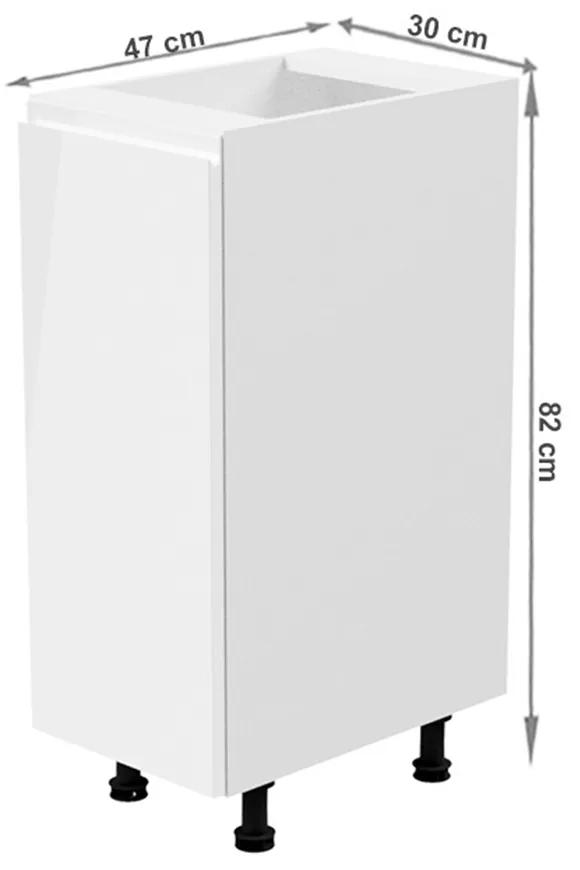 Spodní skříňka, bílá / bílá extra vysoký lesk, levá, AURORA D30