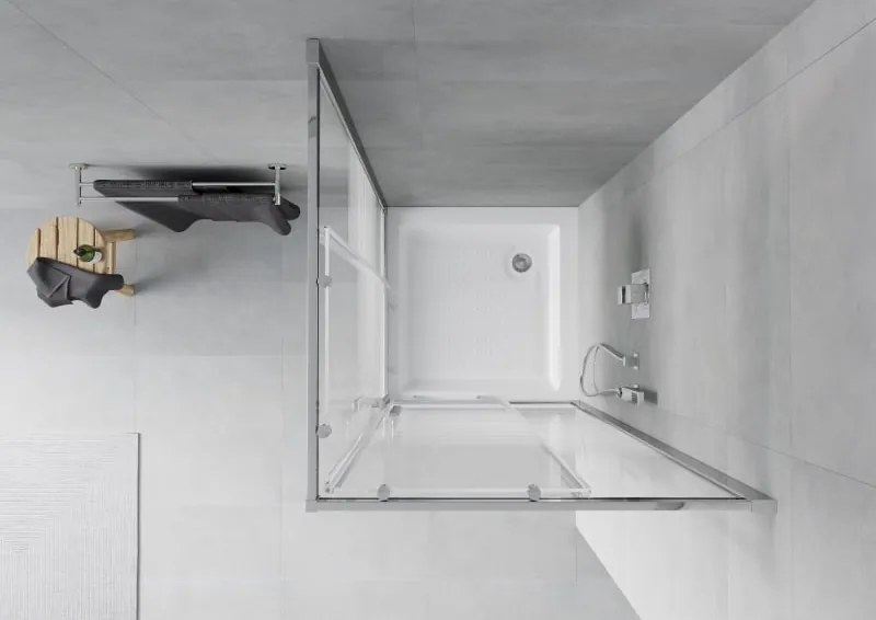 Mexen Rio čtvercová sprchová kabina 80 x 80 cm, bílé pruhy, chrom + sprchová vanička, bílá - 860-080-080-01-20-4510